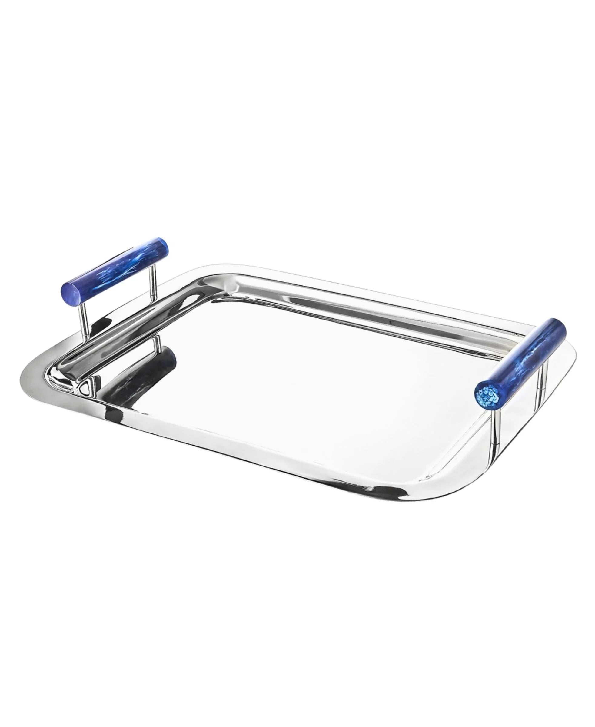Azure Blue Resin & Stainless Steel Tray – Golden Touch