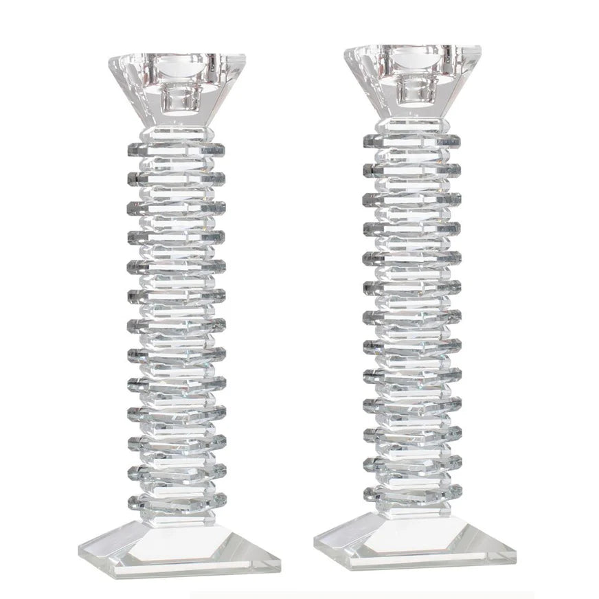 Stacked Design Crystal Candlesticks Set – Golden Touch